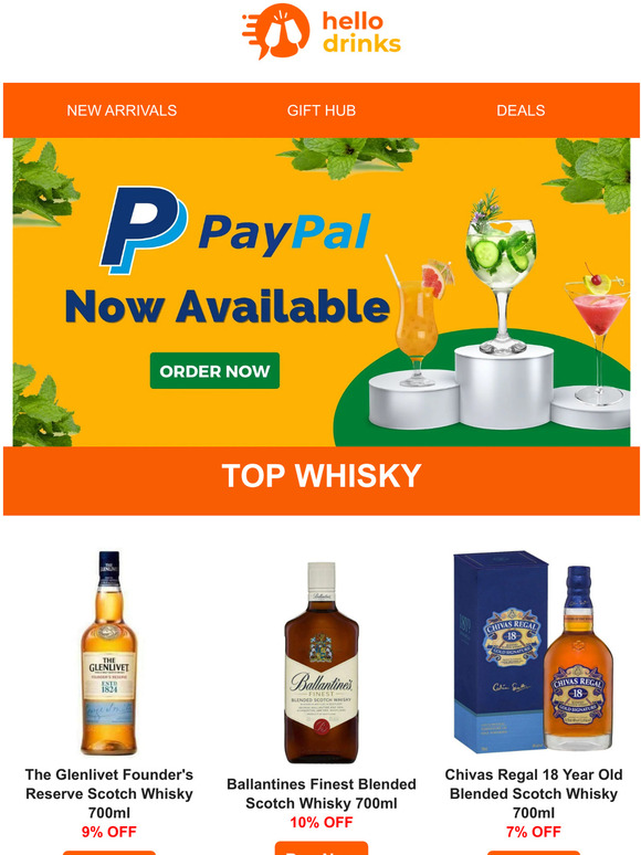 HelloDrinks: Pay in 4 with Paypal, Now available at Hello Drinks | Milled