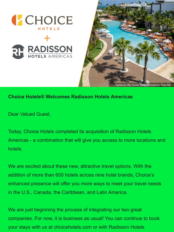 Choice Hotels: Choice Hotels Welcomes Radisson Hotels Americas | Milled