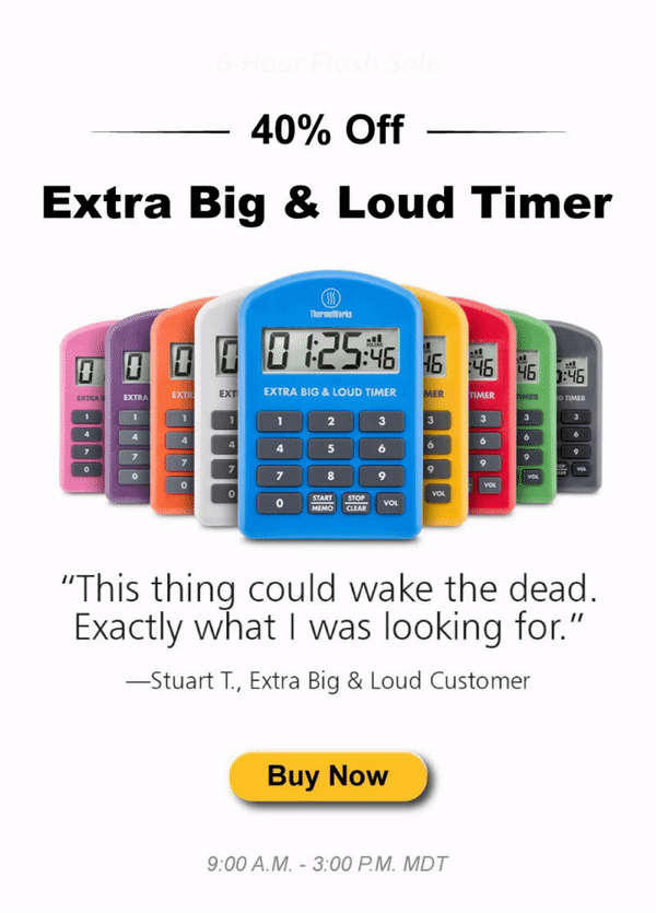 ThermoWorks: 6-Hour Flash Sale: 40% Off Extra Big & Loud Timer | Milled