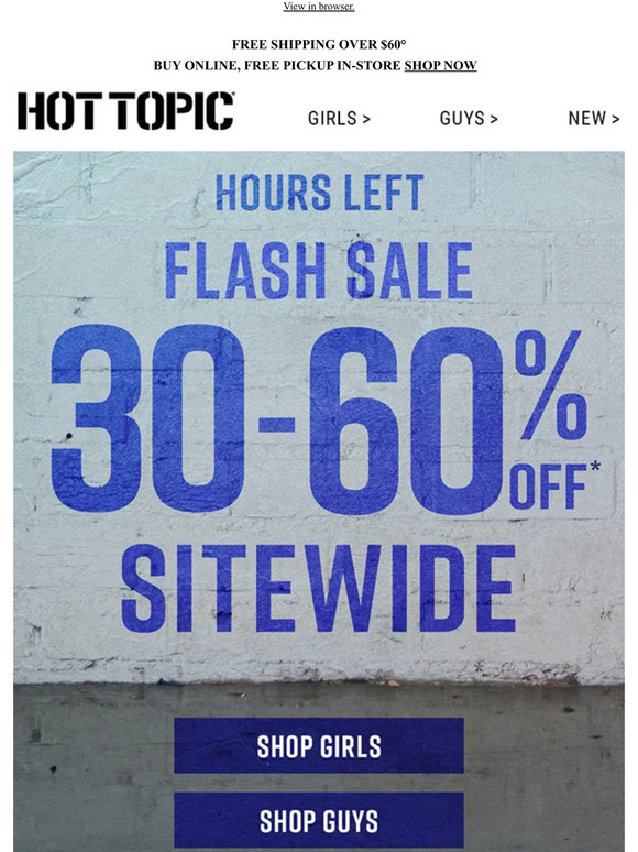 Hot Topic: Hours left for 30% - 60% OFF! Time to save 🕰️ | Milled