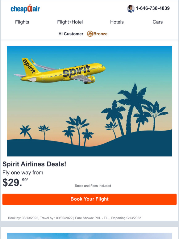 CheapOair: Spirit Airlines Deals! | Milled