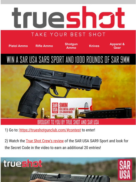 True Shot Gun Club: Win a 9mm pistol from True Shot and SAR USA! | Milled