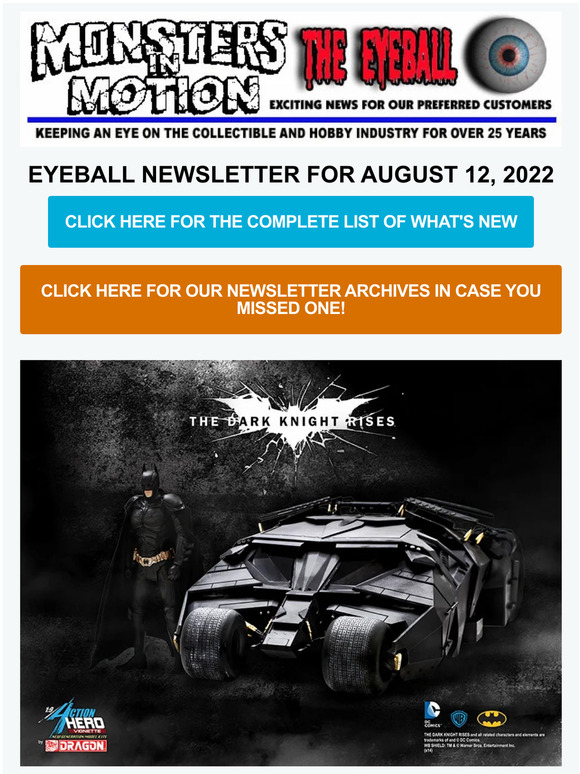 Monsters in Motion: Batman Batmobile Tumbler, New Space 1999 Model Kits ...