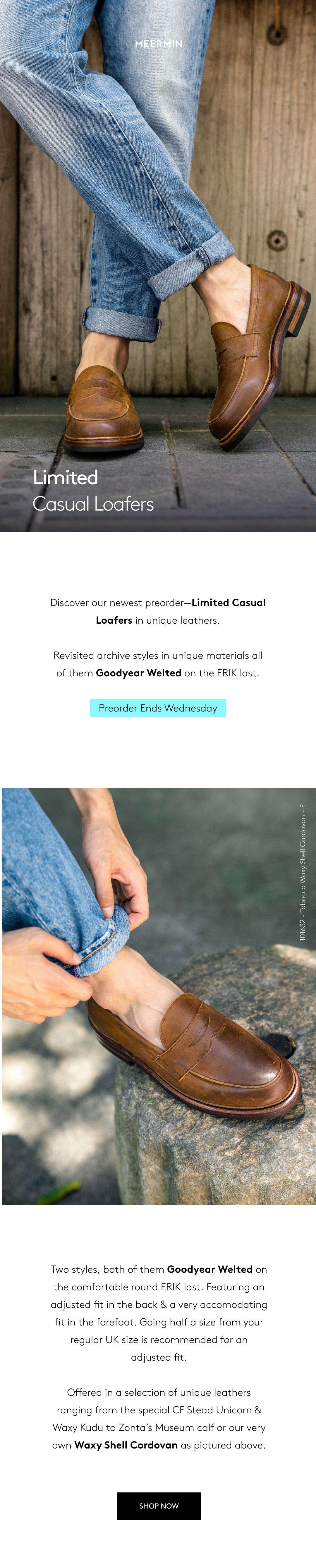 Meermin Shoes: Spotlight: Limited Casual Loafers in Waxy Shell Cordovan ...