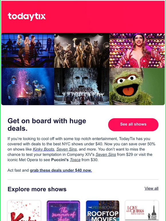 TodayTix: 🎭 Save over 50% on our fave NYC shows 🎭 | Milled
