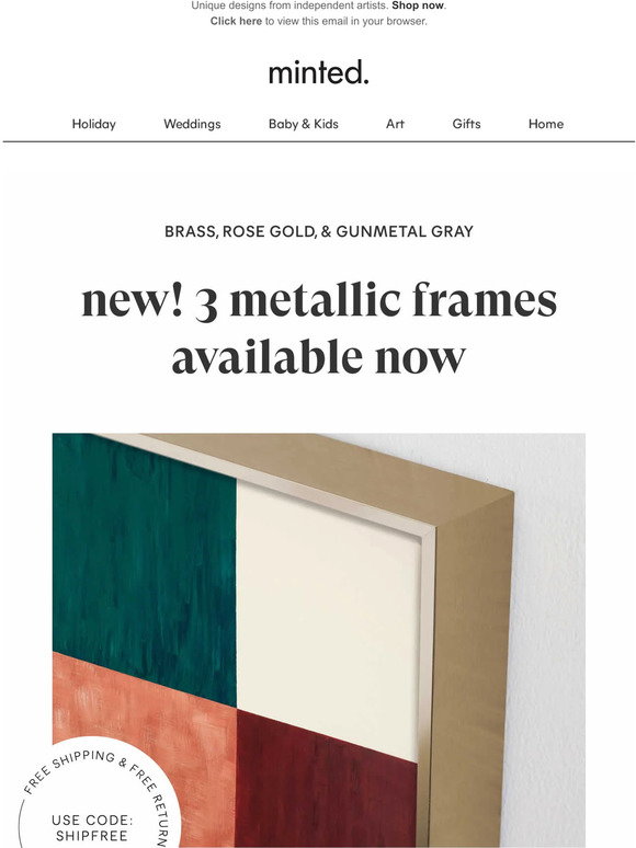 Minted: New metallic frames available to elevate your next piece. | Milled