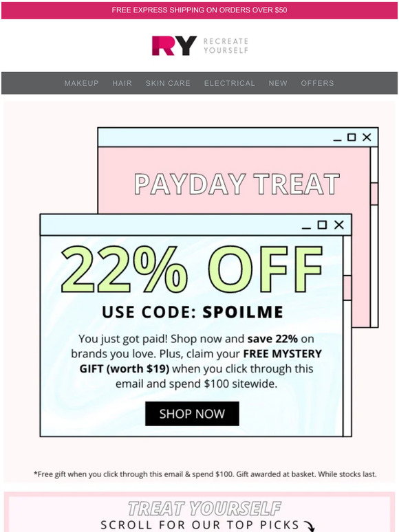 RY: PAYDAY TREAT: 22% Off + FREE Mystery Gift 😍 | Milled
