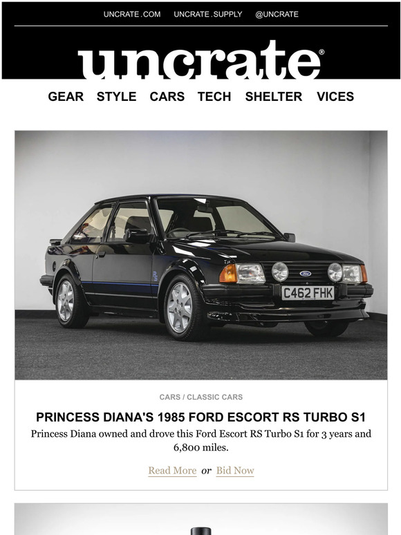 Uncrate: Princess Diana's 1985 Ford Escort RS Turbo S1 & more | Milled