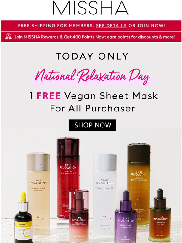 Missha US: Celebrate National Relaxation Day with FREE Sheet Mask! | Milled