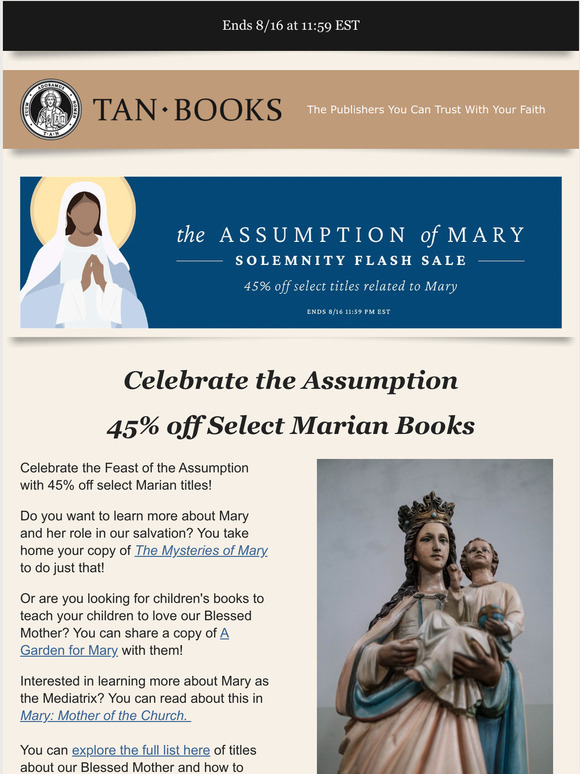 TAN Books: Celebrate the Assumption with our Marian Flash Sale | Milled