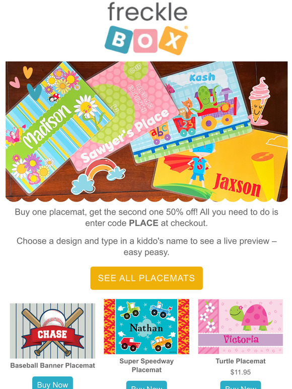 Frecklebox: 🌸 Personalized Placemats - Buy One, Get One 50% Off! 🌸 | Milled