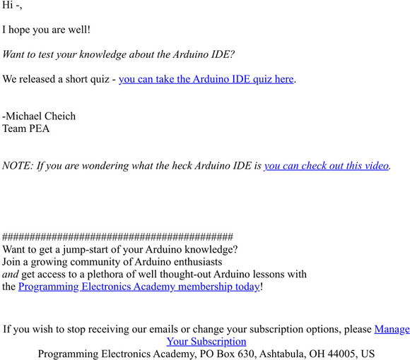 Programming Electronics Academy Arduino Ide Quiz Milled