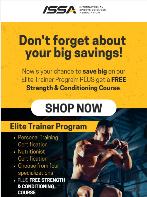 ISSA: Final Hours: Get a FREE Strength and Conditioning Certification ...