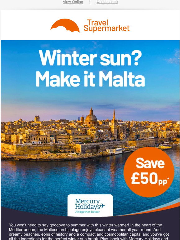 TravelSupermarket: £50pp* off Malta winter sun 🌞 | Milled