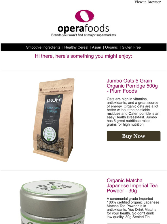 Opera Foods: Jumbo Oats 5 Grain Organic Porridge 500g - Plum Foods and ...