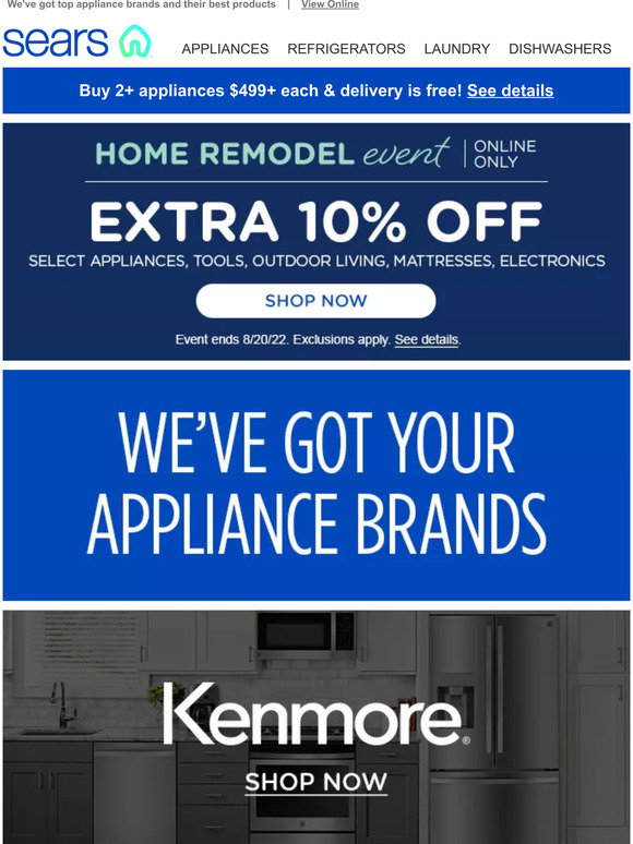 Sears: Top Appliance Brands at Incredible Prices - SHOP NOW | Milled