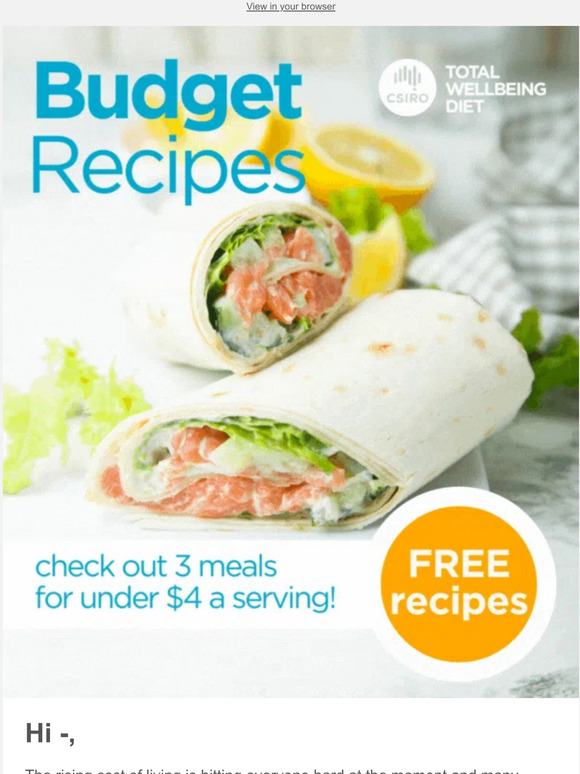 CSIRO Total Wellbeing Diet: Free budget recipes! 🥗🥪 | Milled