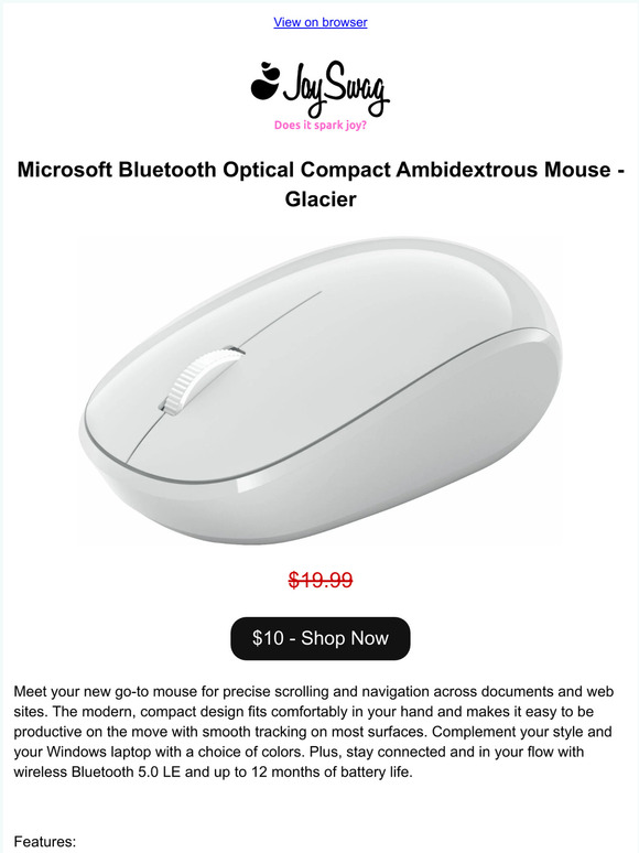 Joyswag: $10 - Microsoft Bluetooth Optical Compact Mouse | Milled