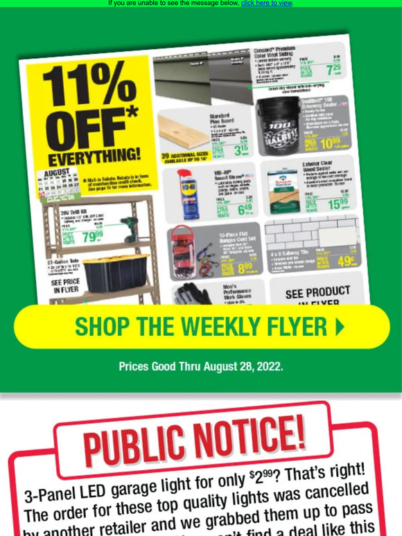 Menards: LED Garage Light $2.99 + Weekly Flyer | Milled