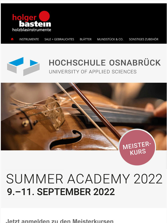 Bastein: Zum Schulstart: Workshops, Meisterkurse, Yamaha Bläserklassen ...