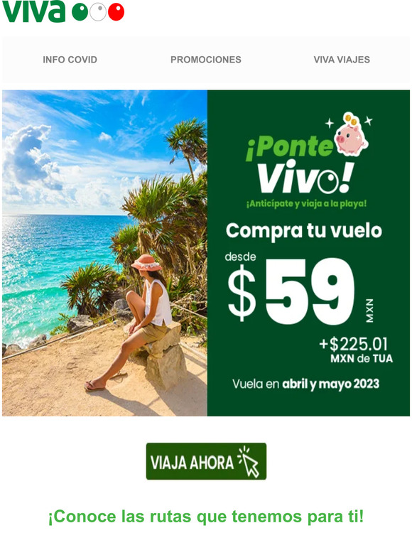 VivaAerobus: ¡Ponte Vivo y ahorra! 🤑 Viaja desde $59 MXN + TUA | Milled VivaAerobus: ¡Ponte Vivo y ahorra! 🤑 Viaja desde $59 MXN + TUA | Milled