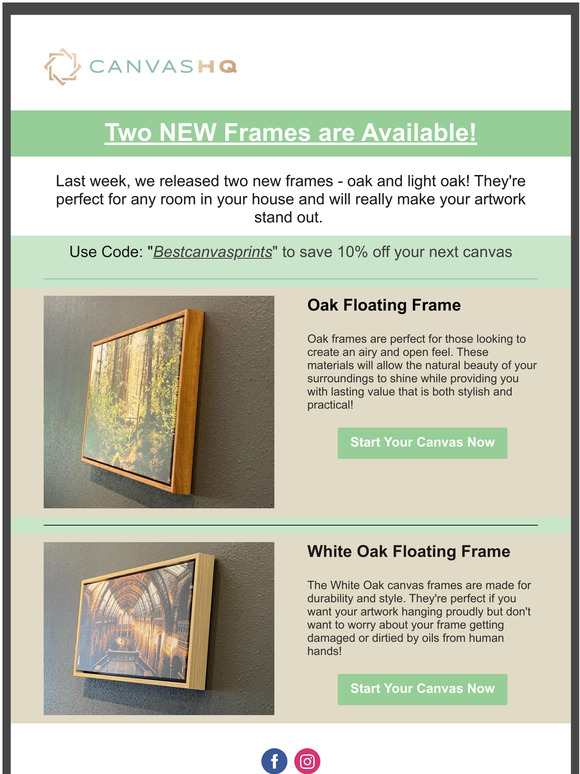 CanvasHQ: White Oak & Oak Floating Frames Now Available | Milled