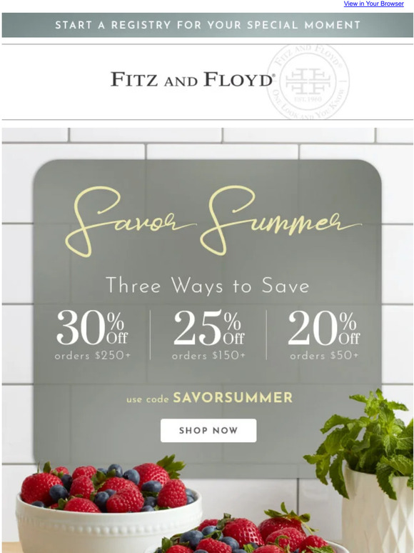 Fitz and Floyd: Savor Summer with 3 Ways to Save | Milled