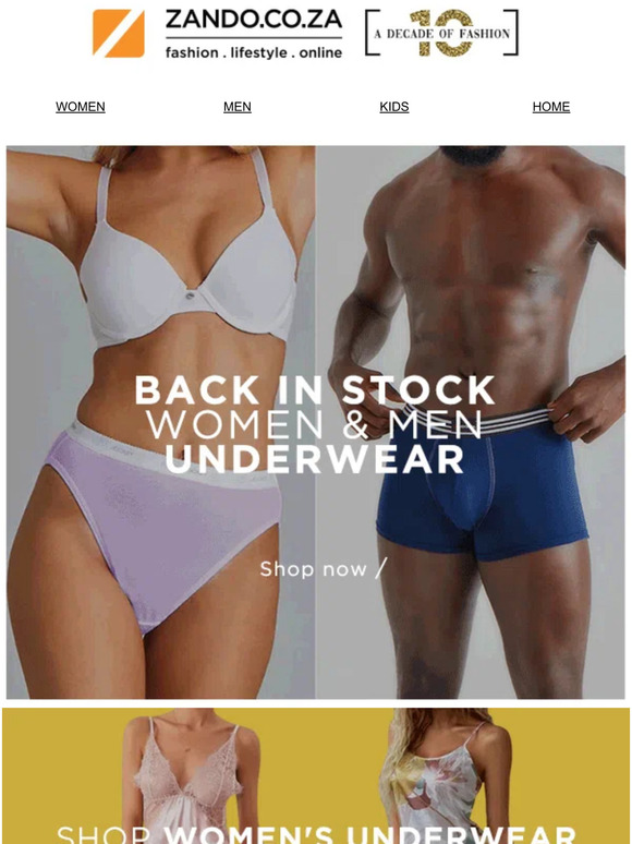 Zando SA: What lies beneath... Essential items back in stock 🩲 | Milled