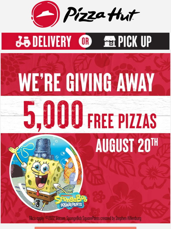 Pizza Hut: 5000 FREE* Pizzas! Today Only! Claim yours today! | Milled