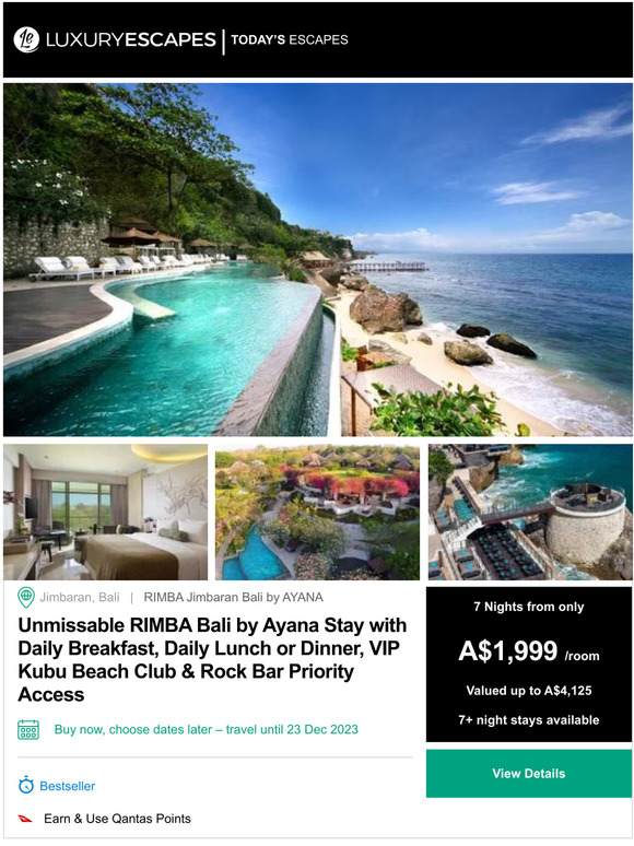 Luxury Escapes: Bali RIMBA by Ayana Has Landed: Daily Dining & VIP ...