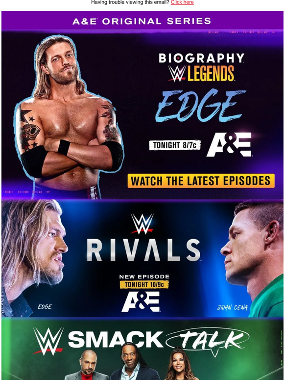 WWE Shop: WWE on A&E Superstar Sunday continues tonight with Edge! | Milled