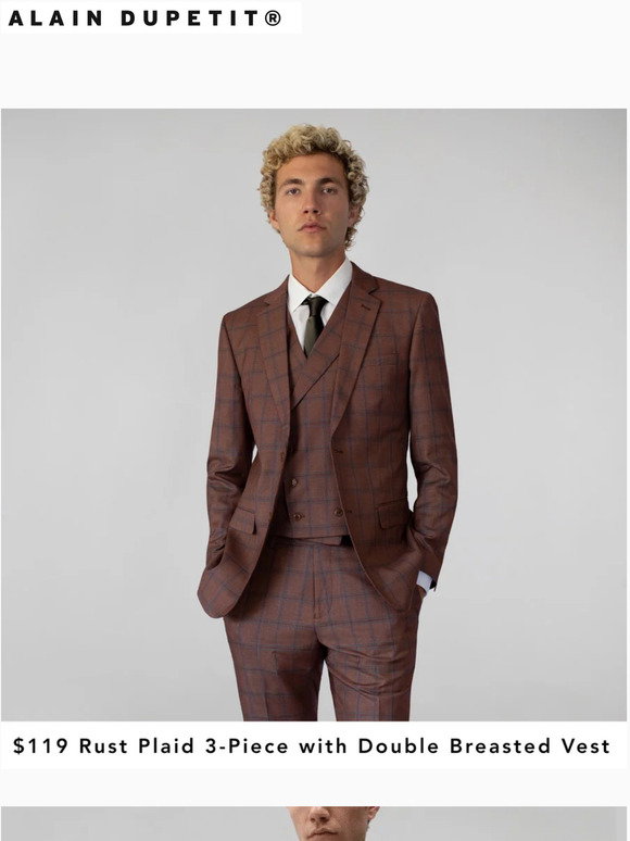 Alain Dupetit: ALL-NEW Rust Plaid 3-Piece with Double Breasted Vest ...