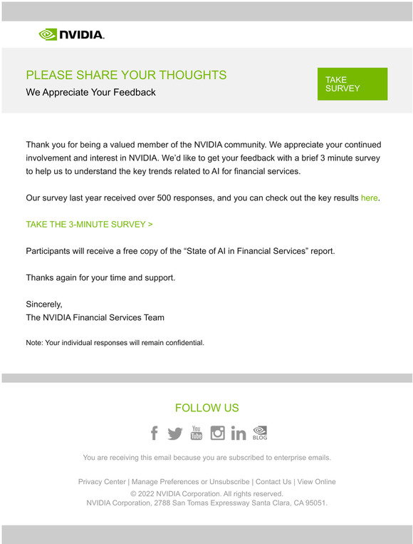 Nvidia: Reminder - Survey Invitation: What is the State of AI in ...