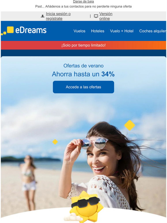 eDreams: 📣 ¡Ofertas de verano ! Hasta un 34 % de DESCUENTO en vuelos ...