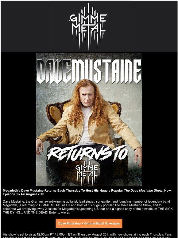 Gimme Radio: Dave Mustaine Returns! Metal Blade Celebrates 40-years ...