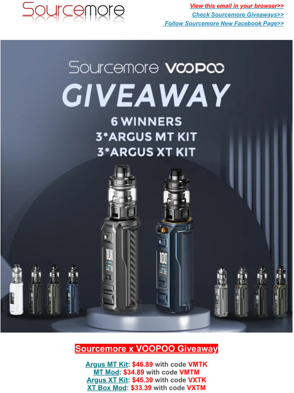 Sourcemore: GIVEAWAY 🎁 6 WINNERS - VOOPOO Argus MT Kit & XT Kit丨Uwell ...