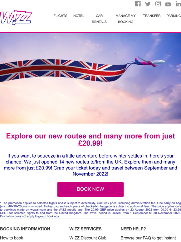 Wizz Air: We just opened various new routes to/from the UK. | Milled