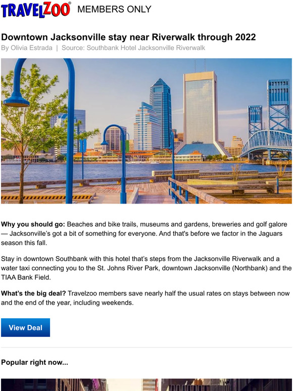 Travelzoo: Downtown Jacksonville stay near Riverwalk through 2022 | Milled