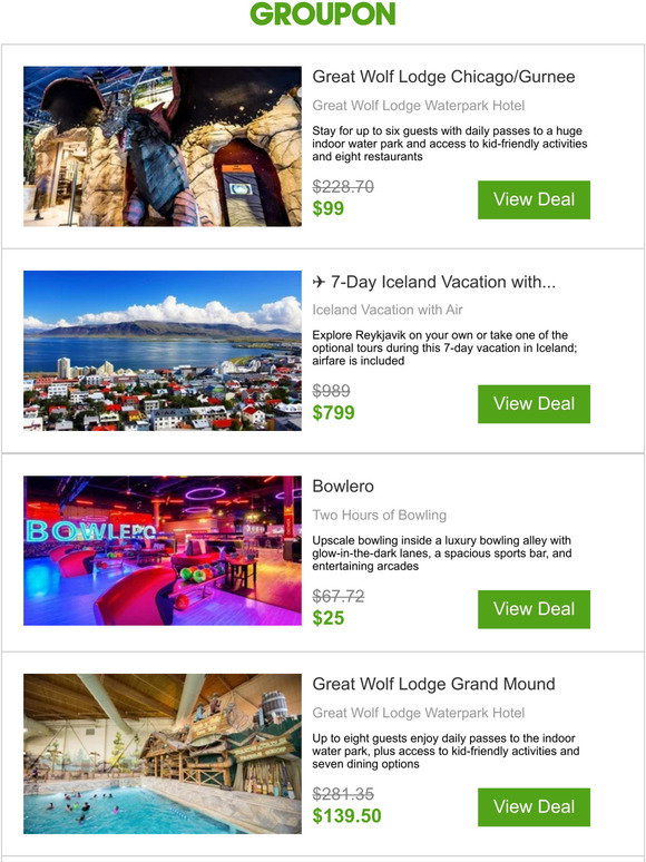 Groupon: Great Wolf Lodge Waterpark Hotel and More | Milled