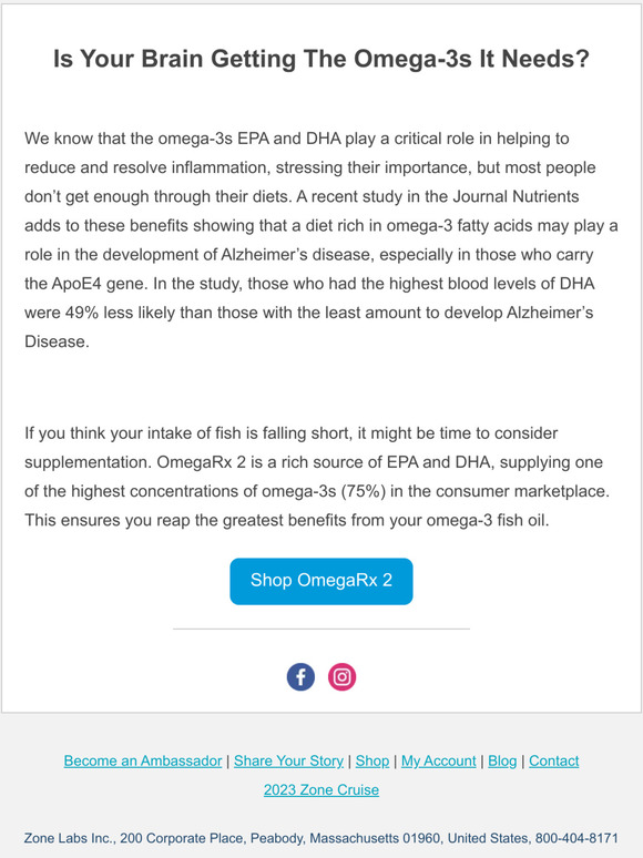 Zone Diet: Is Your Brain Getting the Omega-3s It Needs | Milled