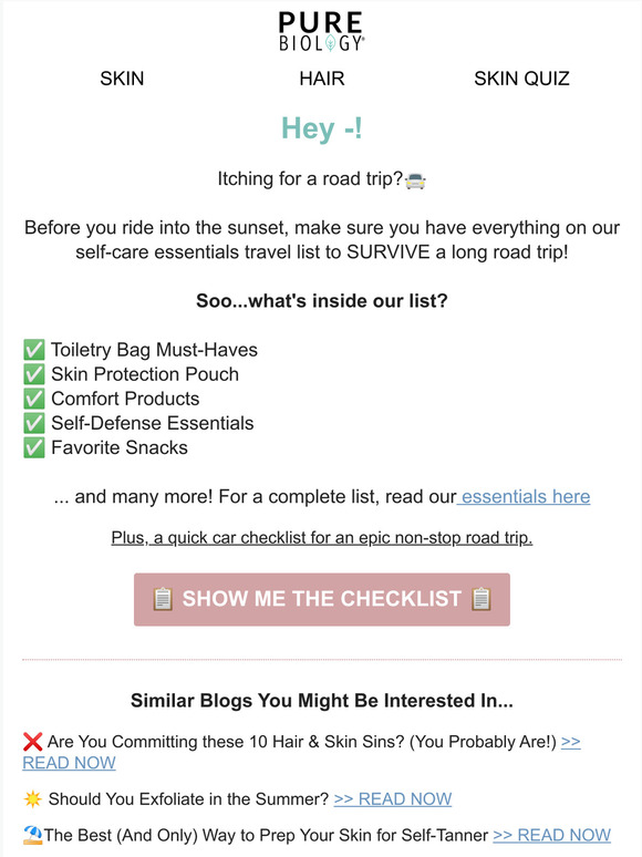 Pure Biology: Are you road trip ready? Here's what to pack... | Milled