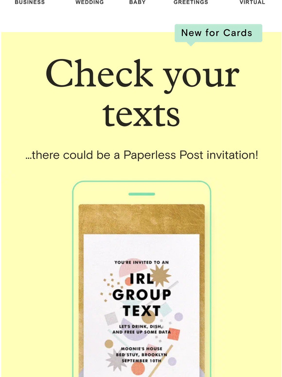 Paperless Post: New! Text message invitations are here | Milled