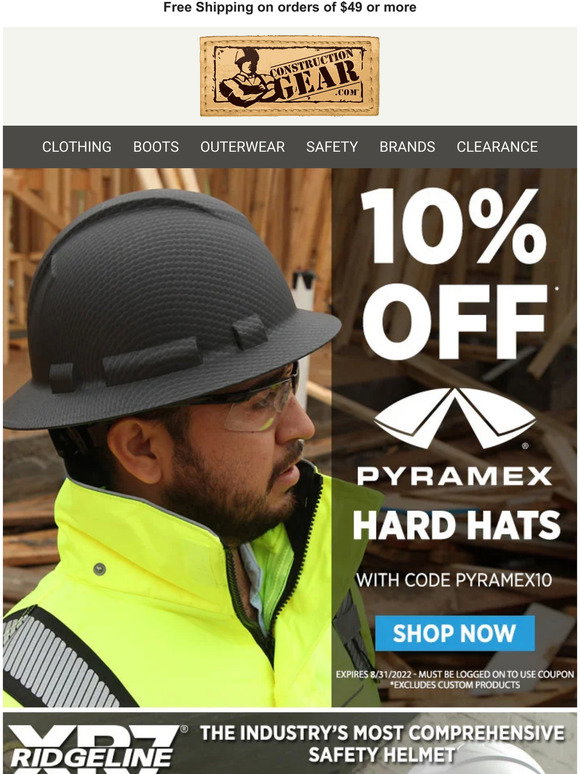 ConstructionGear.com: Protect your Melon | 10% Off Pyramex Hard Hats! 👷 ...