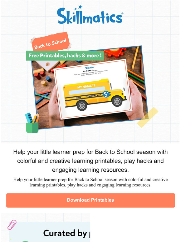 Skillmatics: Free Back to School printables, hacks & more!🚌 | Milled