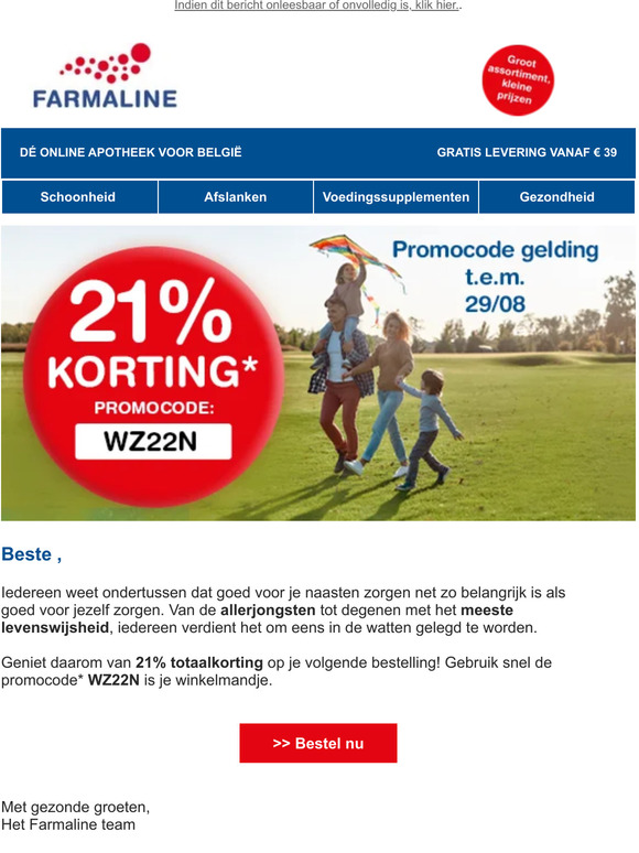 Farmaline: 21% totaalkorting voor de hele familie, ! | Milled