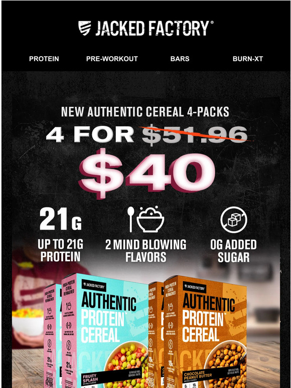 Jacked Factory: 4 for $40 Authentic Protein Cereal 🥣 | Milled