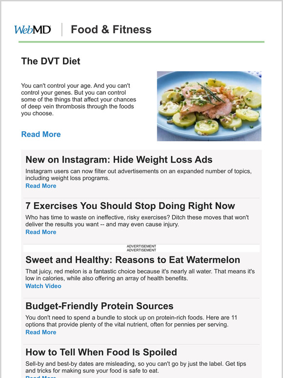 WebMD: The DVT Diet | Milled
