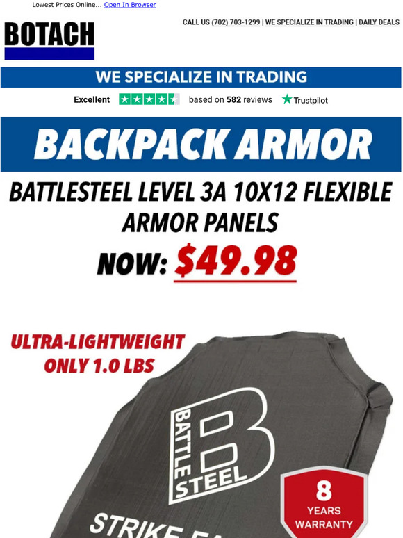 Botach Tactical: Battlesteel Backpack Armor | Milled