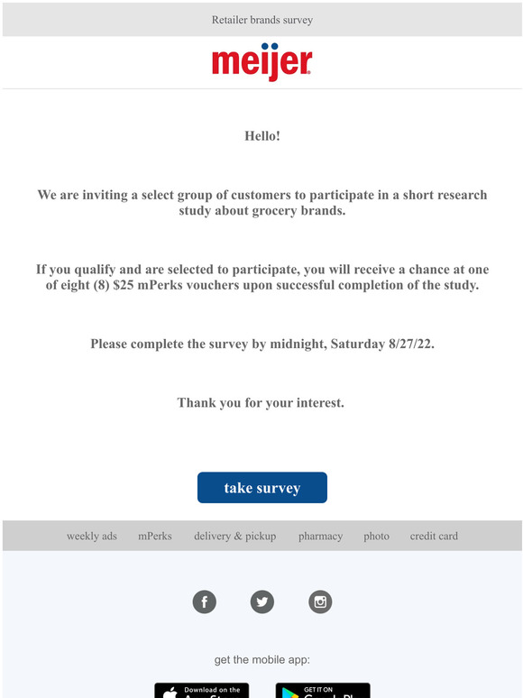 Meijer: Meijer Customer Research Invitation | Milled