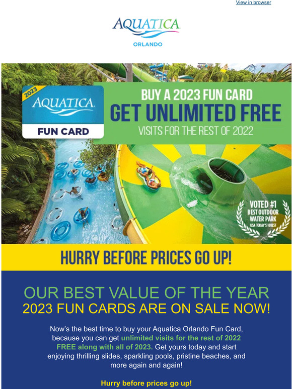 SeaWorld: ☀️ Buy a 2023 Fun Card, Get Rest of 2022 FREE! 🌴 | Milled